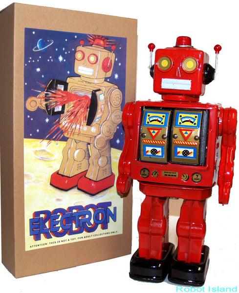 ME100 Tin Toy Robot RED Mr. D Cell Battery Operated - Display Version ...