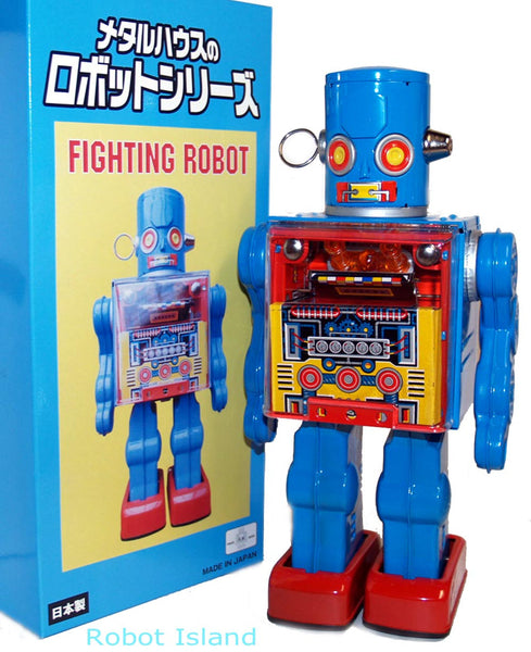 ARRIVED! Blue Fighting Robot Metal House Robot Japan Tin 1st Edition w ...