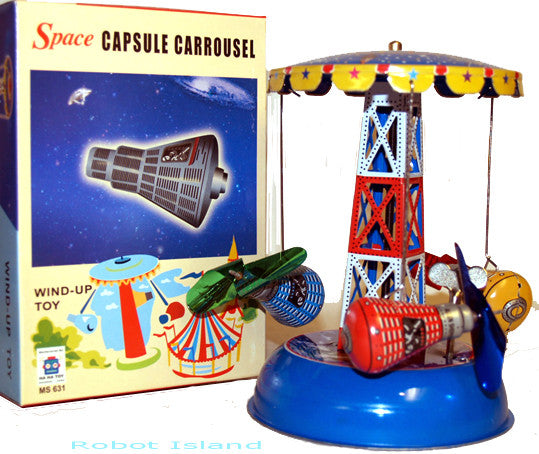 ARRIVED! Space Capsule Mercury Carousel Space Ship Tin – Robot Island