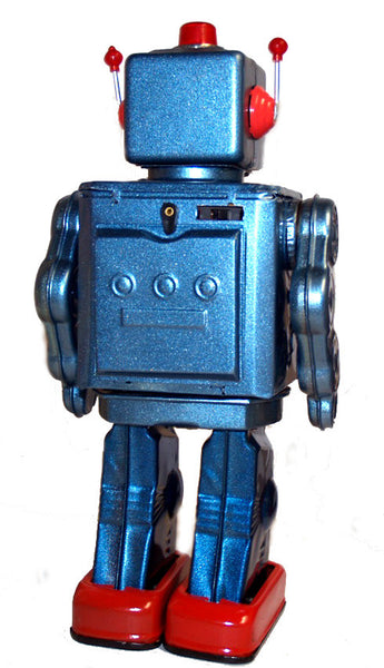 Robot ME100 Robot Blue Metallic Tin Toy Battery Operated - Display Ver ...