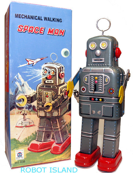 Mechanical Spaceman Robot Windup Tin with Antenna - SALE! – Robot Island