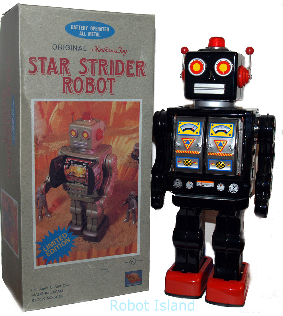 ARRIVED! Black Horikawa Japan Star Strider Robot Toy Battery operated ...